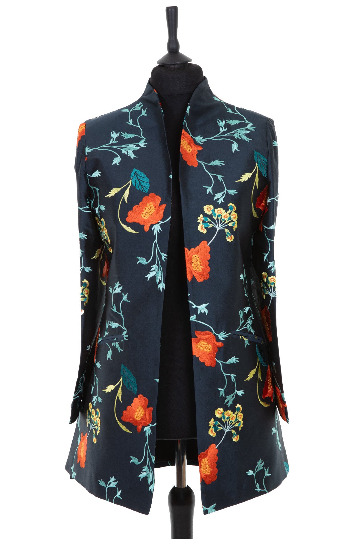 Bhumi Jacket in Poppy - Luxury Silk Jacket with Embroidered Flowers ...
