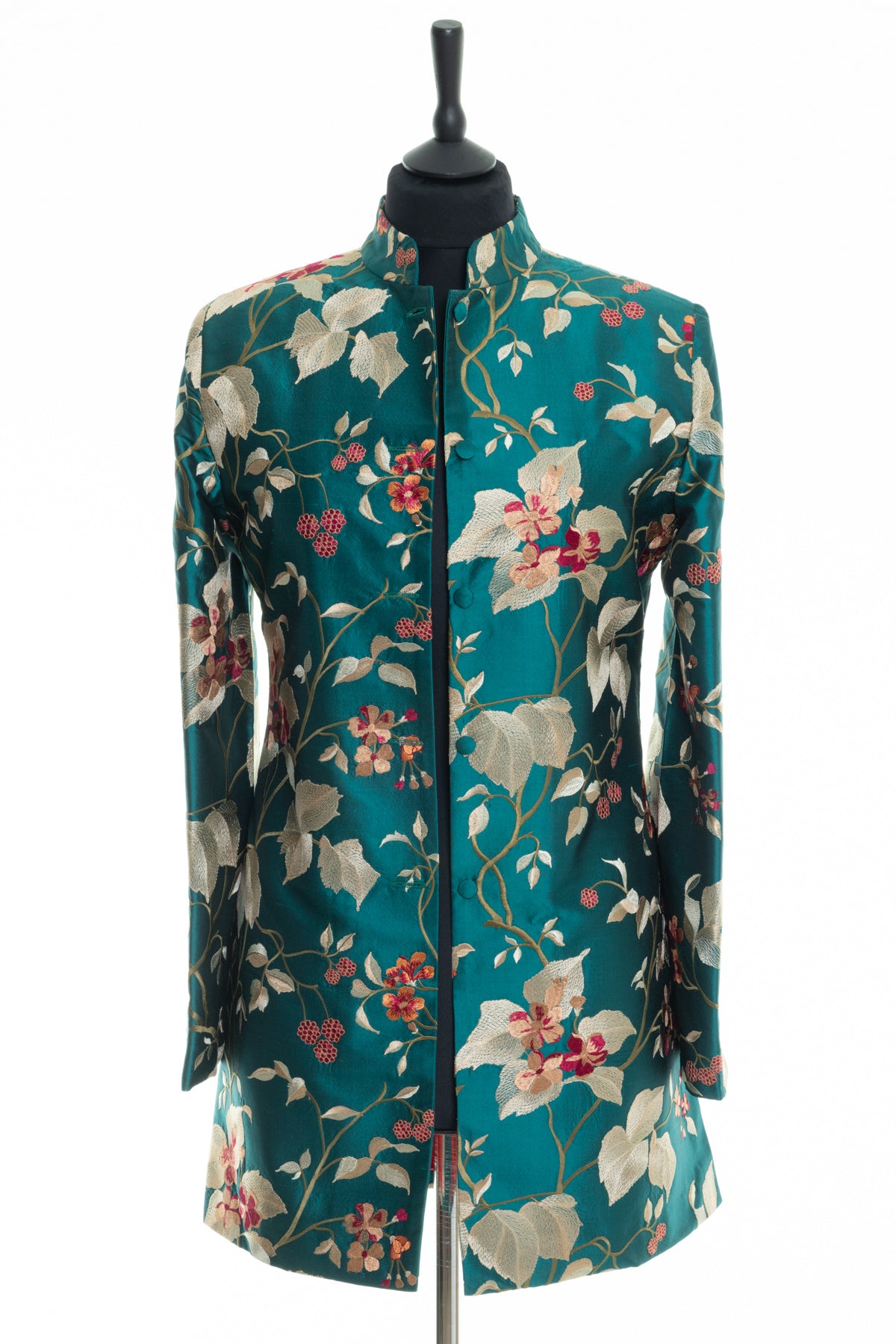 Long Nehru Jacket in Magnificent Teal – Shibumi