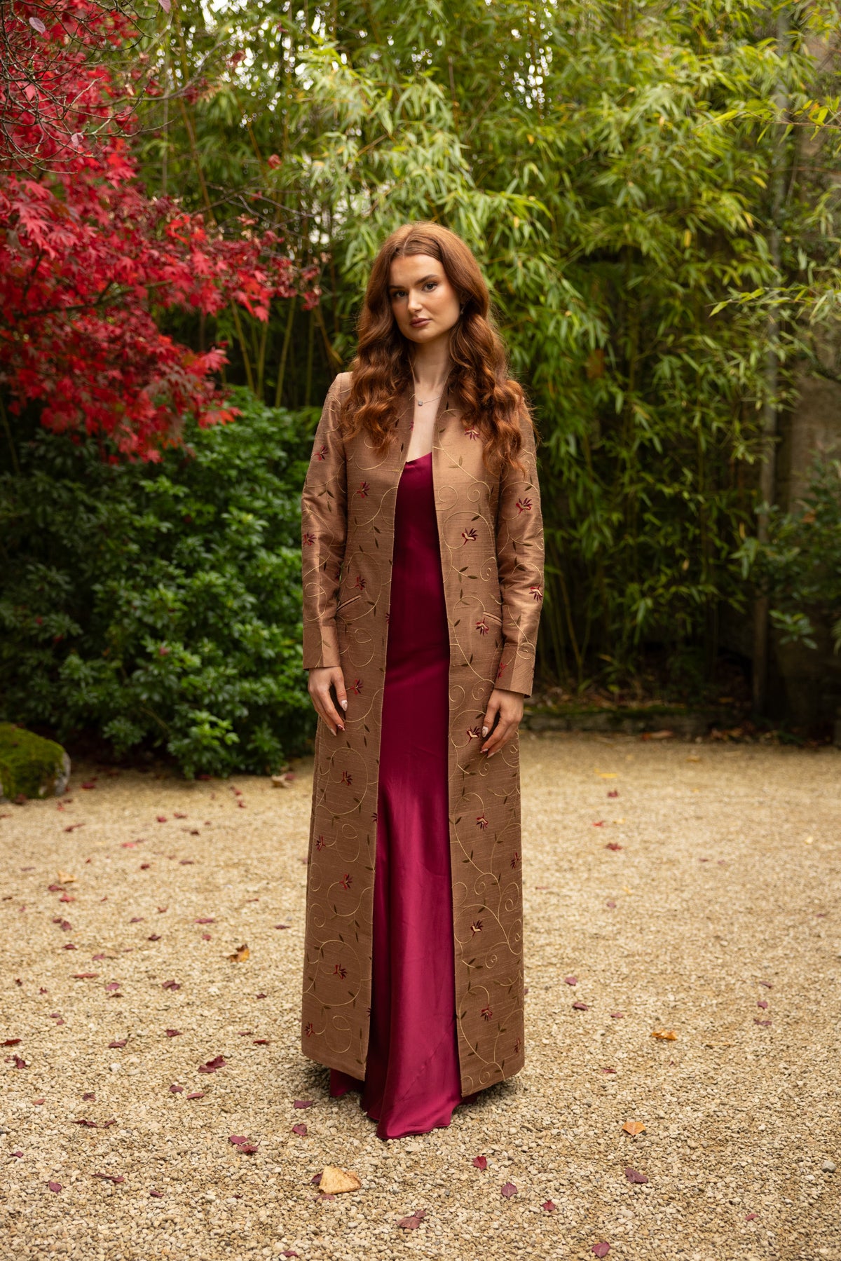 Women's Full Length Silk Coat - Wedding Guest Coat – Shibumi