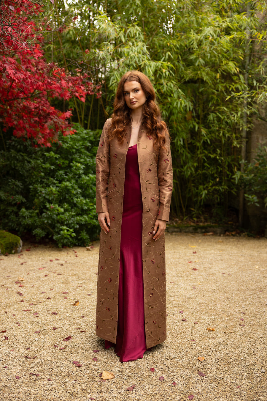 Women's Full Length Silk Coat - Wedding Guest Coat – Shibumi