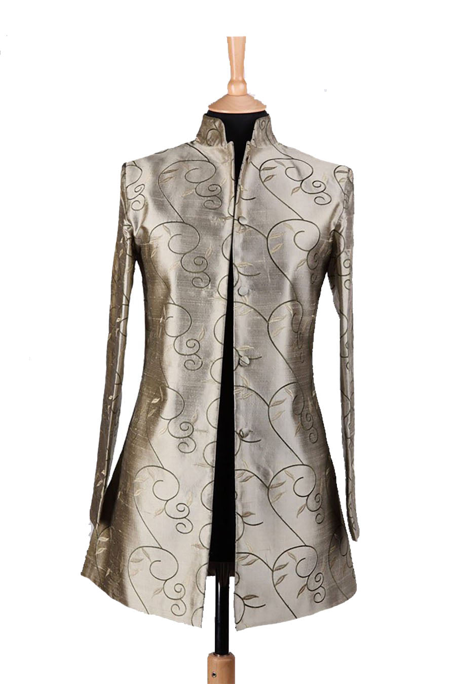 Long Nehru Jacket in Antique Moss - Nehru Collar Jacket – Shibumi
