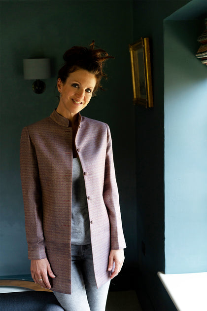Long Nehru Jacket in Copper Rose - Work Clothes For Women – Shibumi
