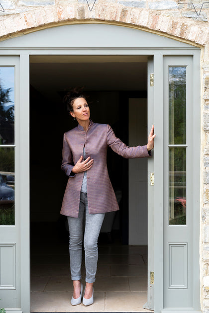 Long Nehru Jacket in Copper Rose - Work Clothes For Women – Shibumi
